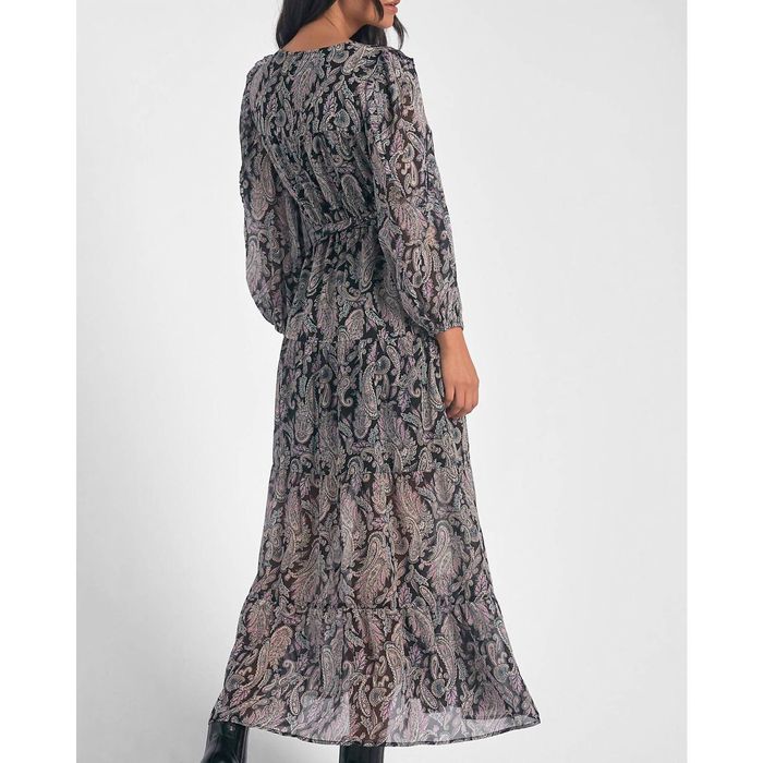 Elan ELAN Maxi Wrap Dress In Black Paisley | Grailed