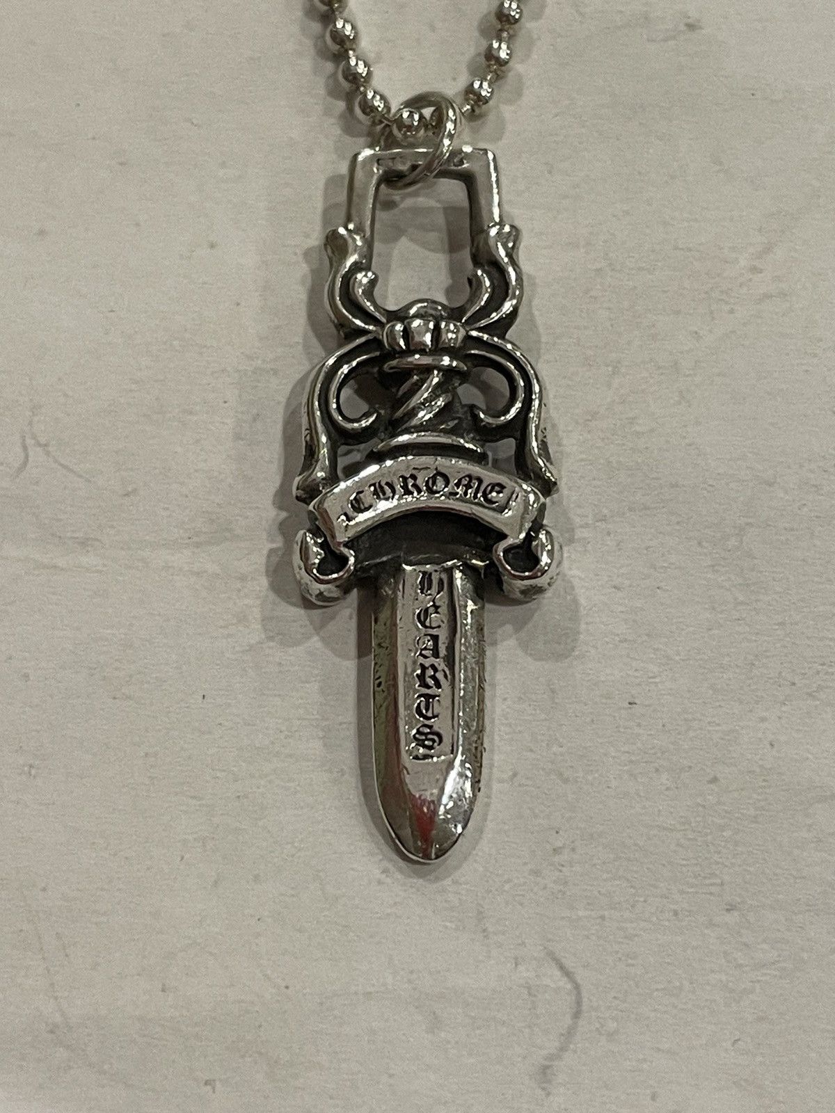 Chrome Hearts Chrome Hearts Large Dagger Pendant Ball Chain Necklace ...