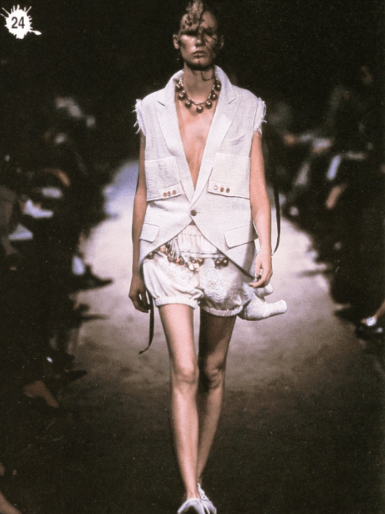 Undercover SS03 "Scab" Cotton vest with faux sleeves and collar details ...