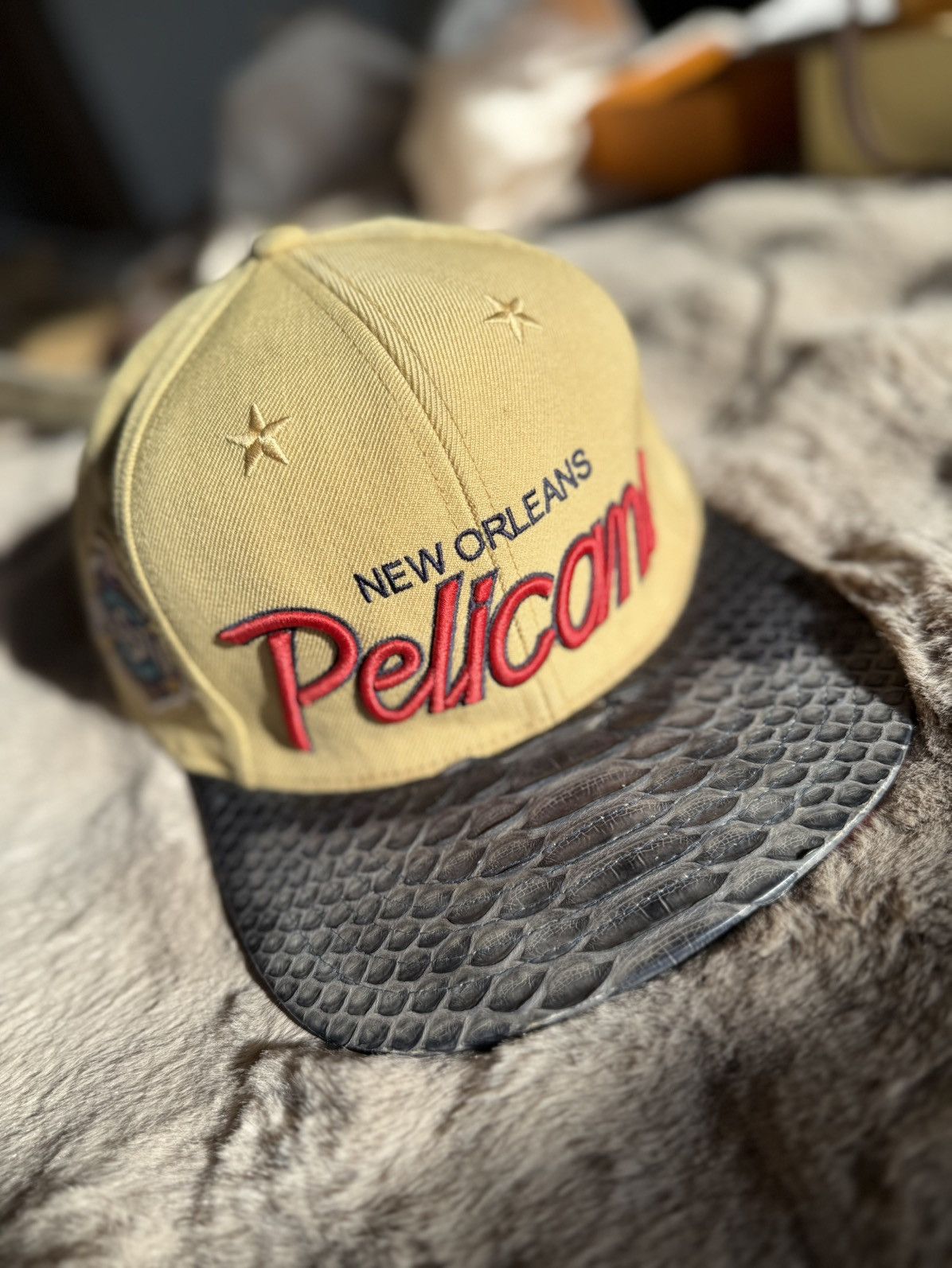 Just Don × Mitchell & Ness JustDon DonC New Orleans Snakeskin Mitchell & Ness Strapback | Grailed