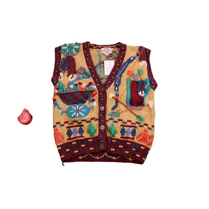 Vintage Vintage 80s Chunky Knit Outdoors Patterned Sweater Vest | Grailed