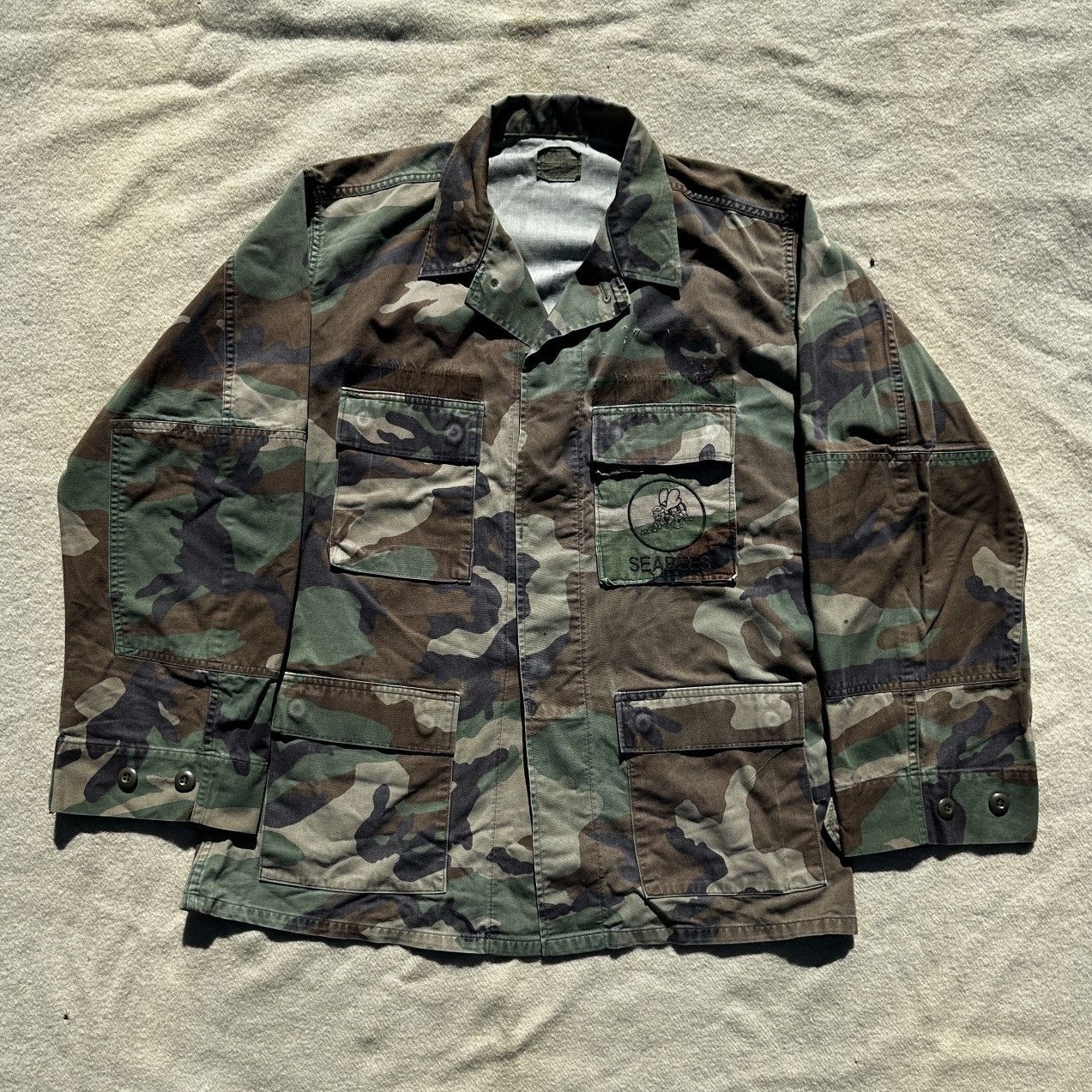 Made In Usa × Military × Vintage Vintage 80s USN Seabees Camo Jacket ...