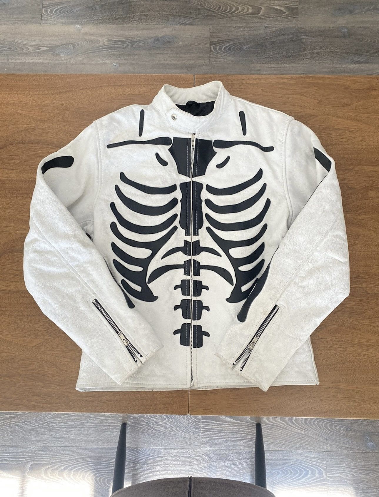 Leather Jacket Leather Skeleton Bones motorcycle jacket | Grailed