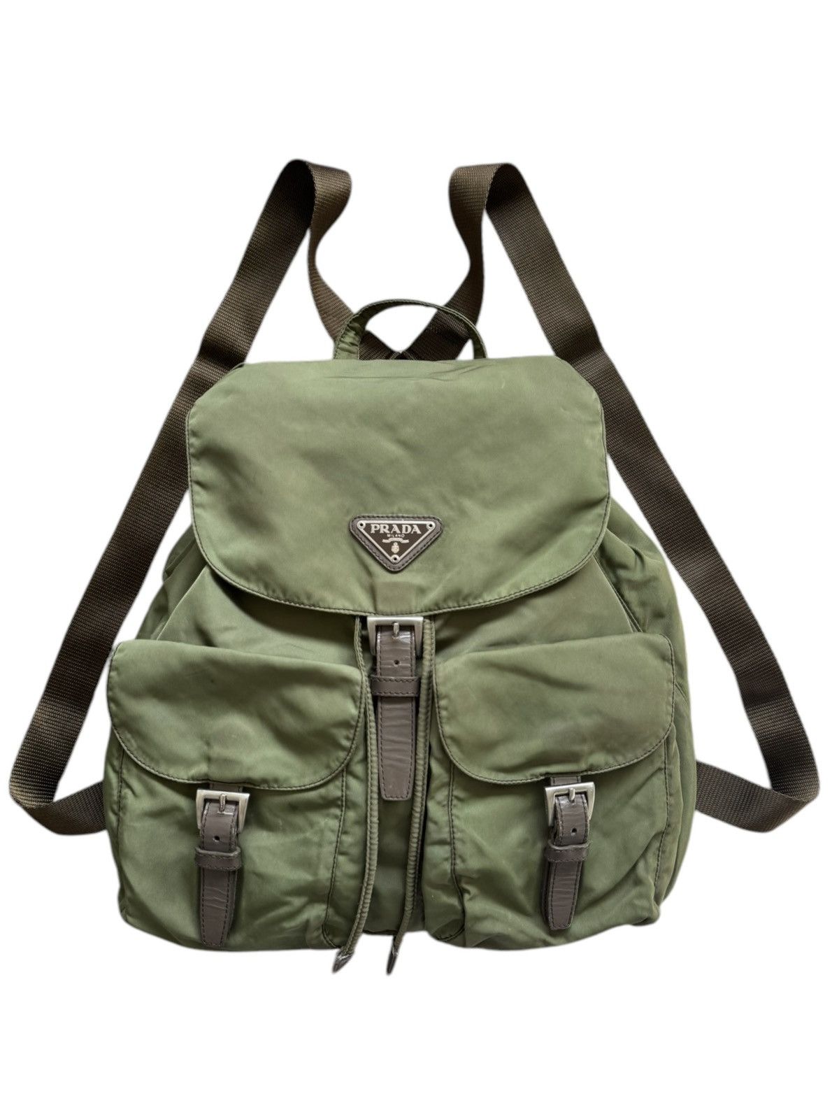 Prada Prada Milano Khaki Green Nylon Backpack | Grailed