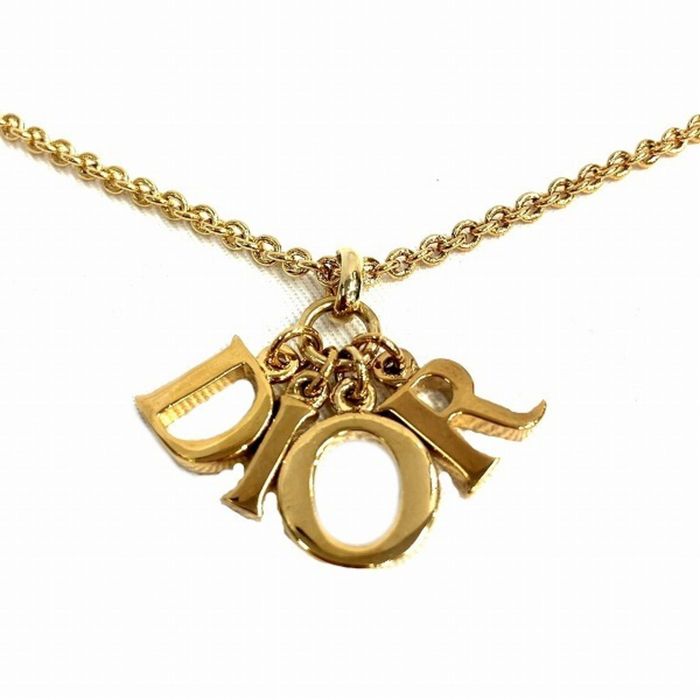Dior Christian Dior Dior Logo Necklace Gold Brand Accessories Women's ...