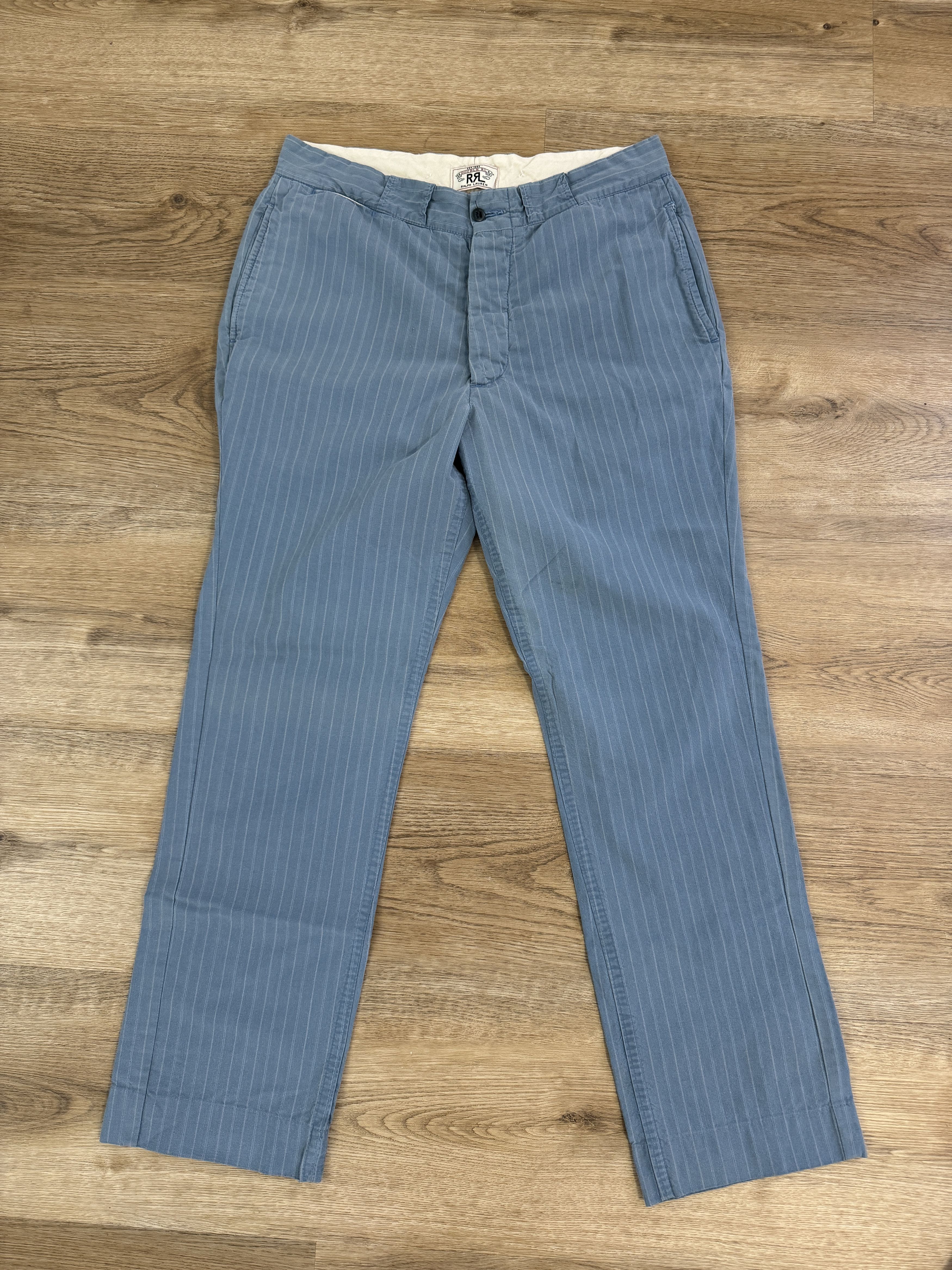 RRL Ralph Lauren RRL Faded Blue Pinstripe Chinos | Grailed