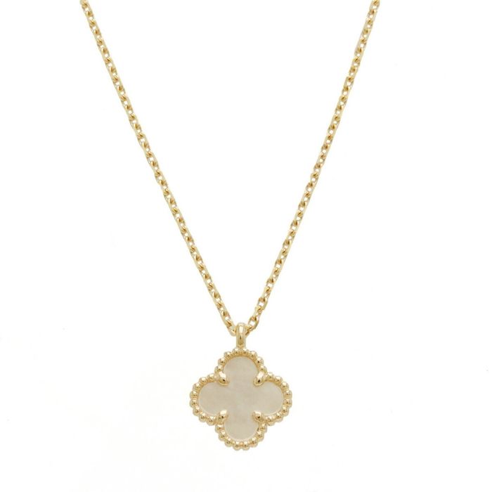 Van Cleef & Arpels Finished Van Cleef & Arpels VCA Sweet Alhambra Necklace Pendant K18YG Mother ...