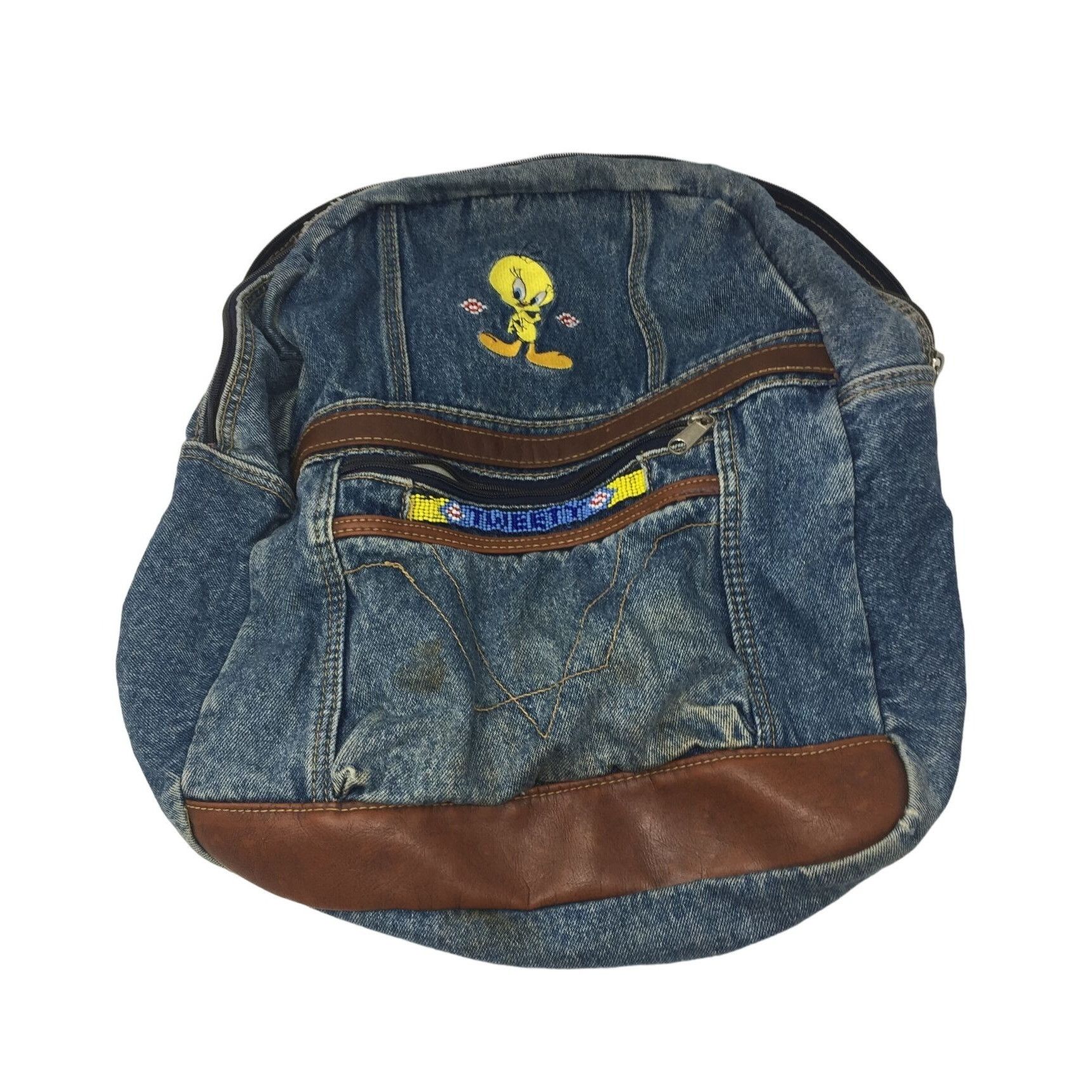 Other Vintage Looney Tunes Tweety Bird Blue Denim Backpack | Grailed