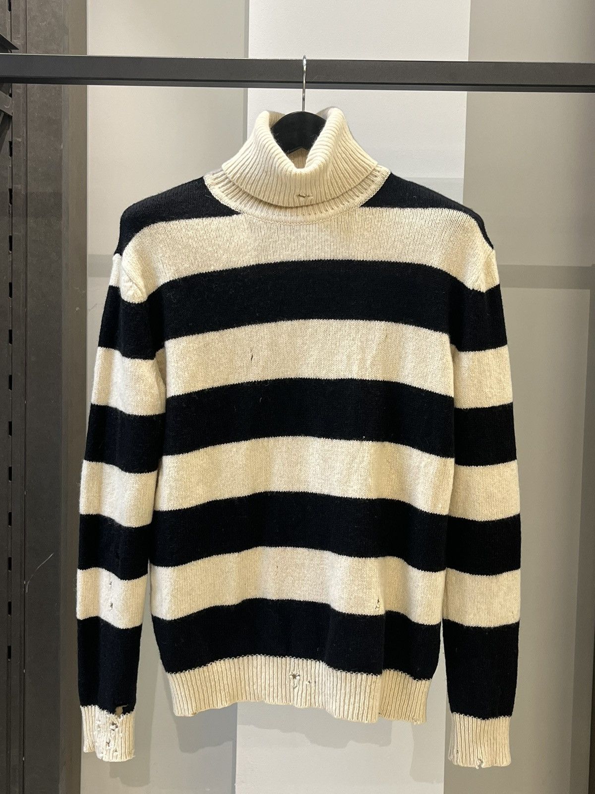 Raf Simons Raf Simons AW 2001 Riot Riot Riot Distressed Knit Sweater ...