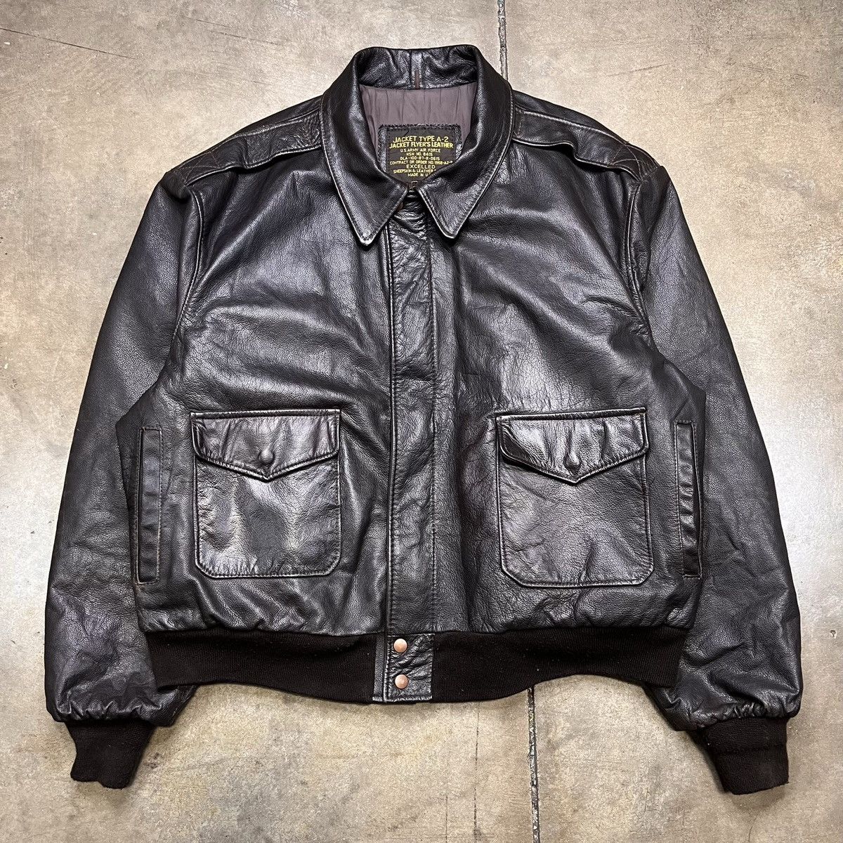 Made In Usa × Military × Vintage Vintage 90s U.S. Army Air Force A2 Leather Bomber Jacket | Grailed