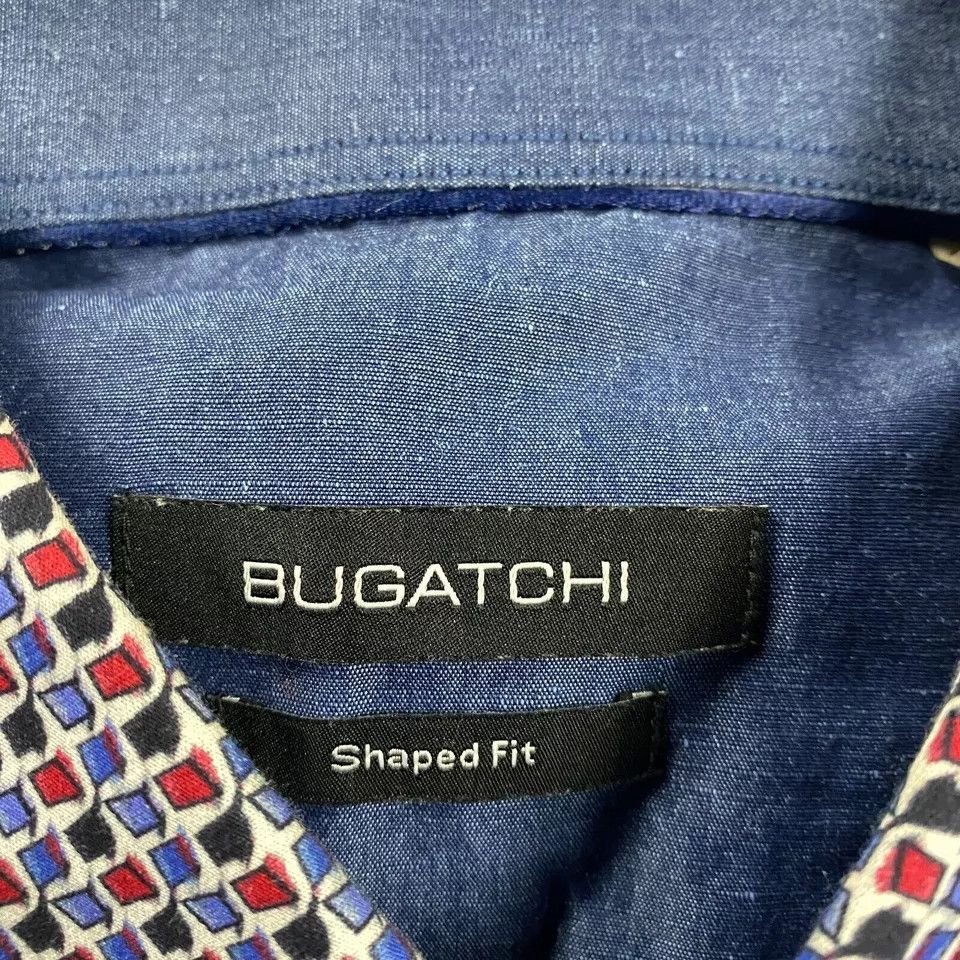 BUGATCHI Bugatchi Shirt Adults Large Geometric Shaped Fit Button Up ...