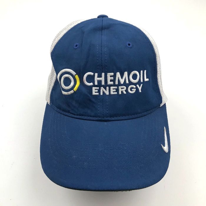 Nike Chemoil Energy Hat Cap Size S- M Stretch Fit Trucker Blue White ...