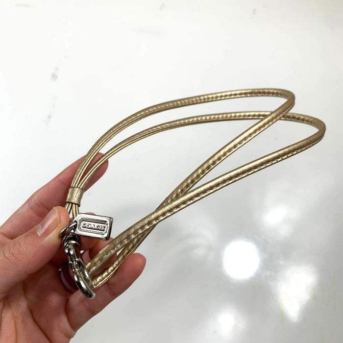 Coach Coach Card Holder Keychain Neck Strap Gold Metallic Color | Grailed