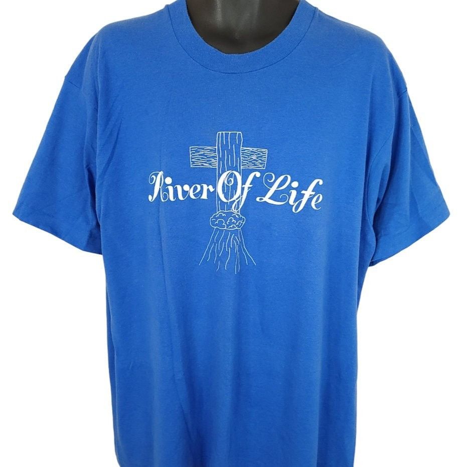 Vintage Christian T Shirt Vintage 80s 90s River Of Life Cross Jesus ...