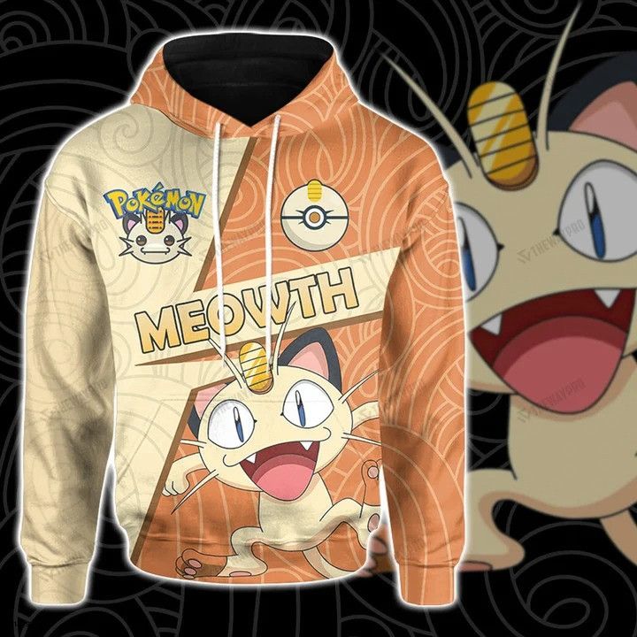 Pokemon PKM Meowth Custom Hoodie 3D | Grailed
