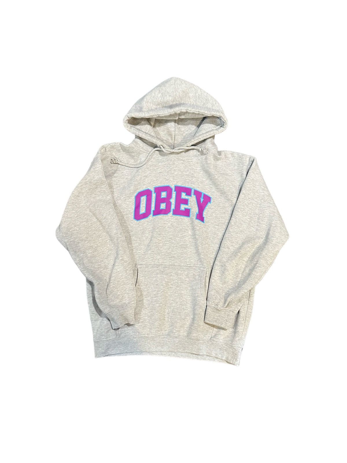 Vintage OBEY Traditional Logo 2-tone Pop-Culture Hoodie | Grailed