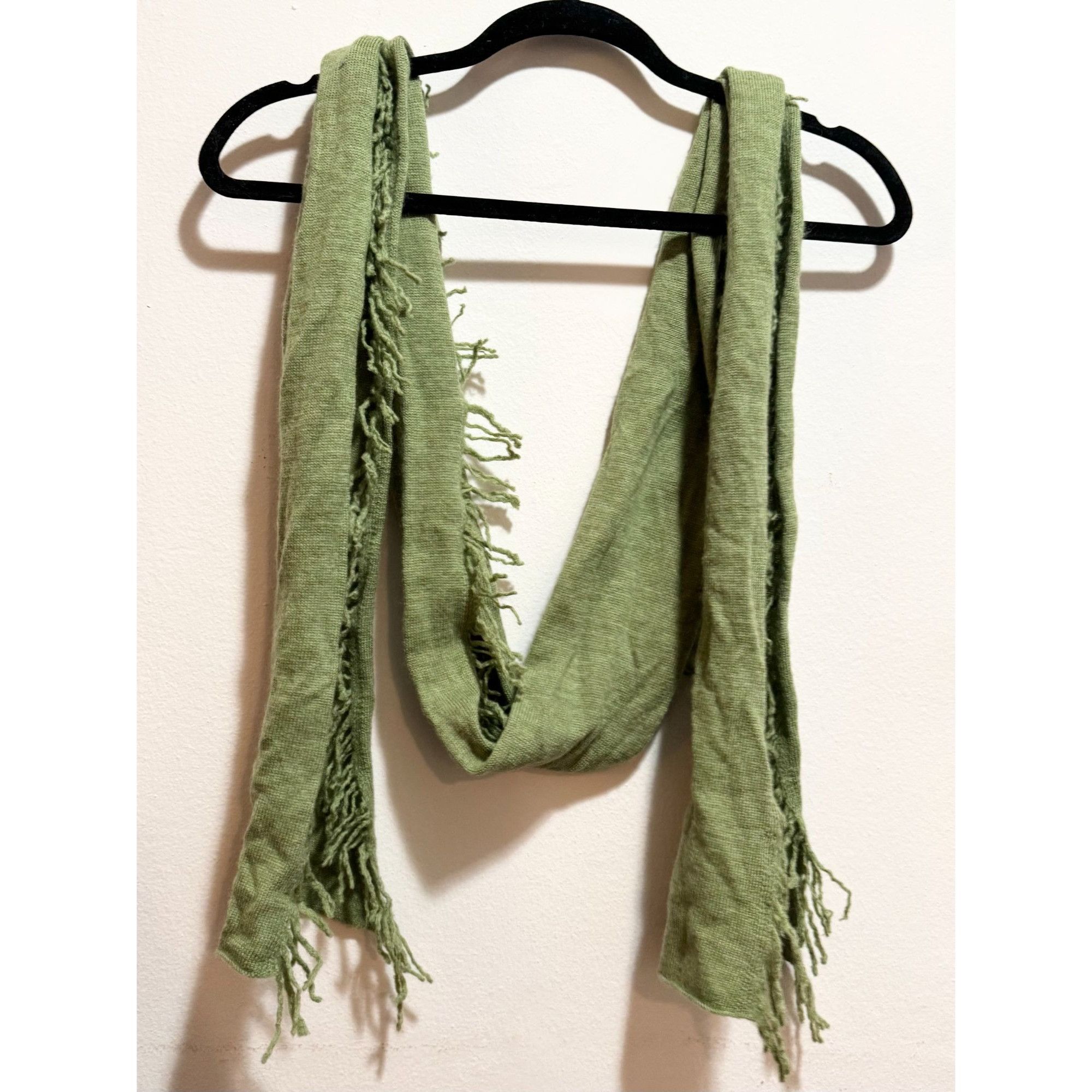 Gap GAP vintage Y2K Merino Wool Fringe Tassel Scarf Shall Green | Grailed