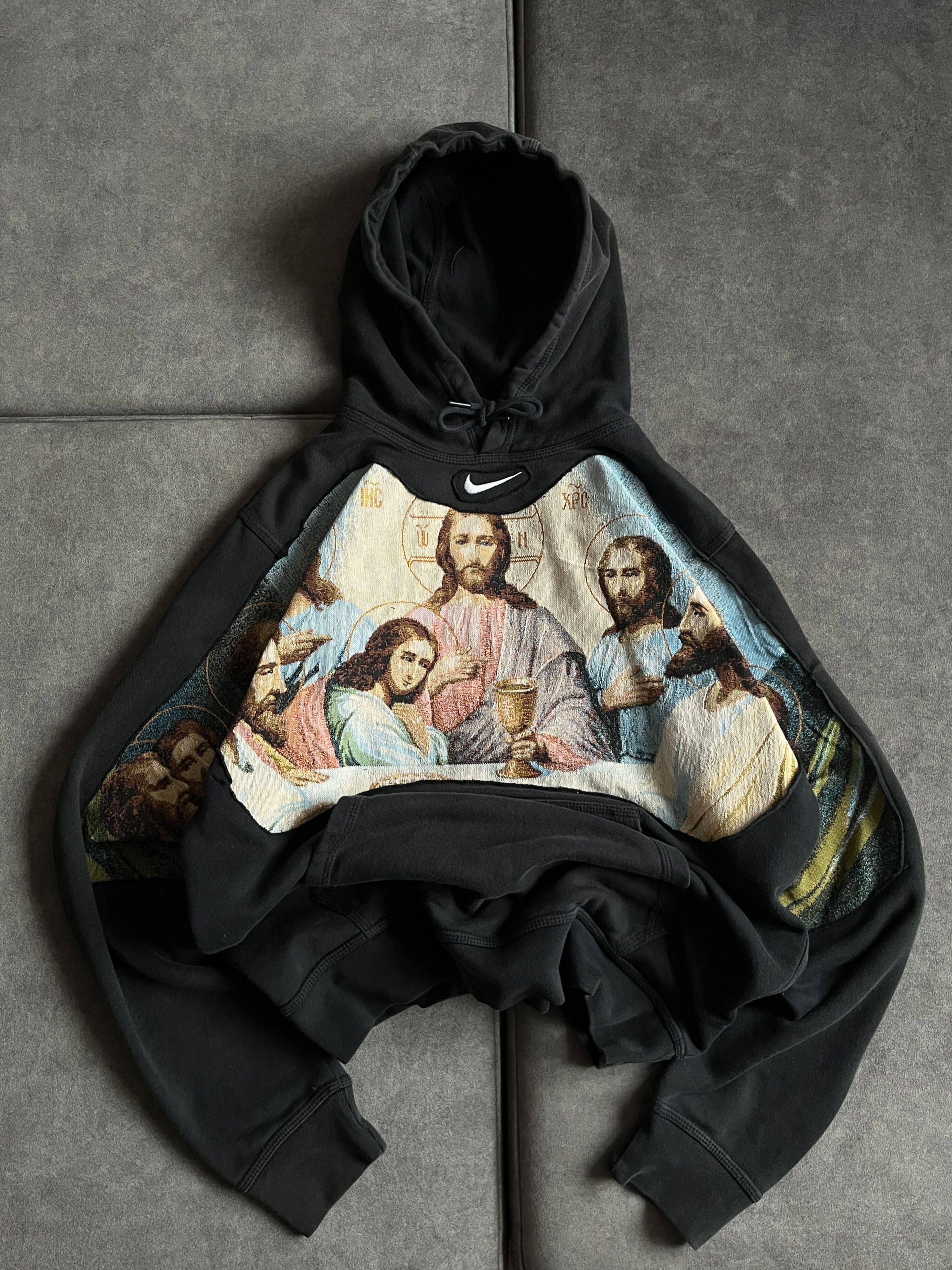 Nike Vintage Japanese Jesus Nike Big Logo Centre Hoodie 90s | Grailed