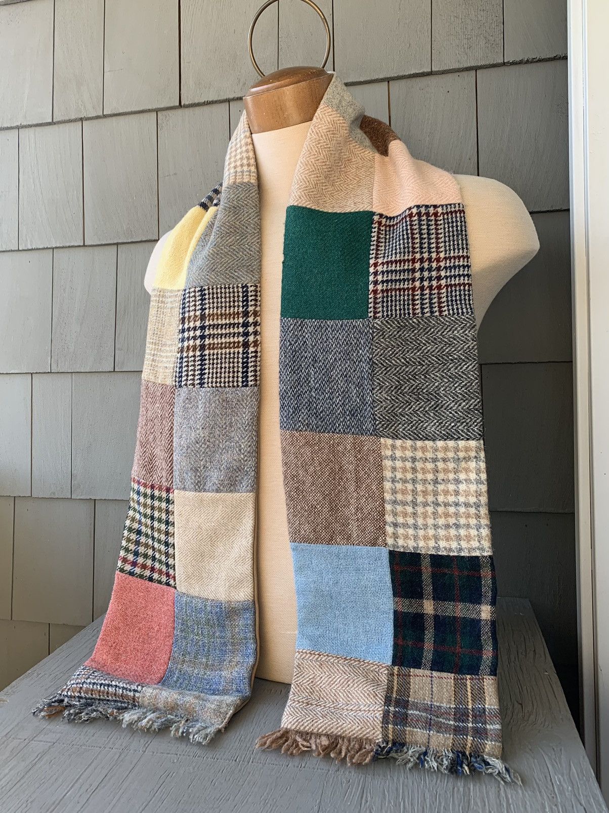 Harris Tweed × Vintage Vintage Wool Scarf 70s Donegal Tweed Patchwork ...