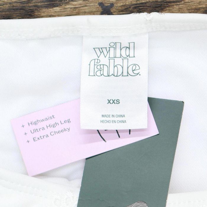 Designer Wild Fable High Leg Extra Cheeky Bikini Bottom White XXS | Grailed