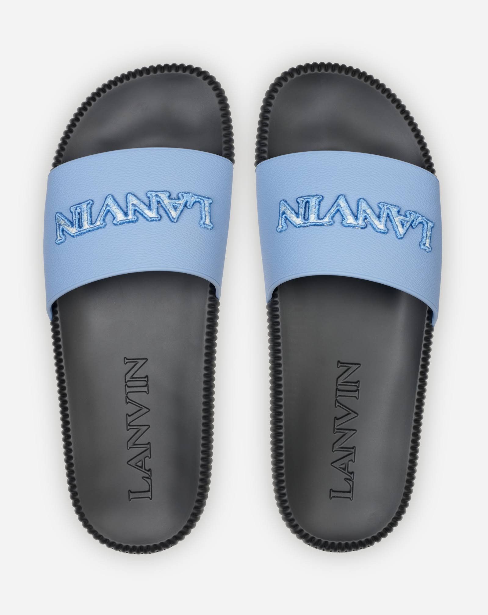 Lanvin o1w1db11123 Logo Rubber Slides in Blue / Black | Grailed