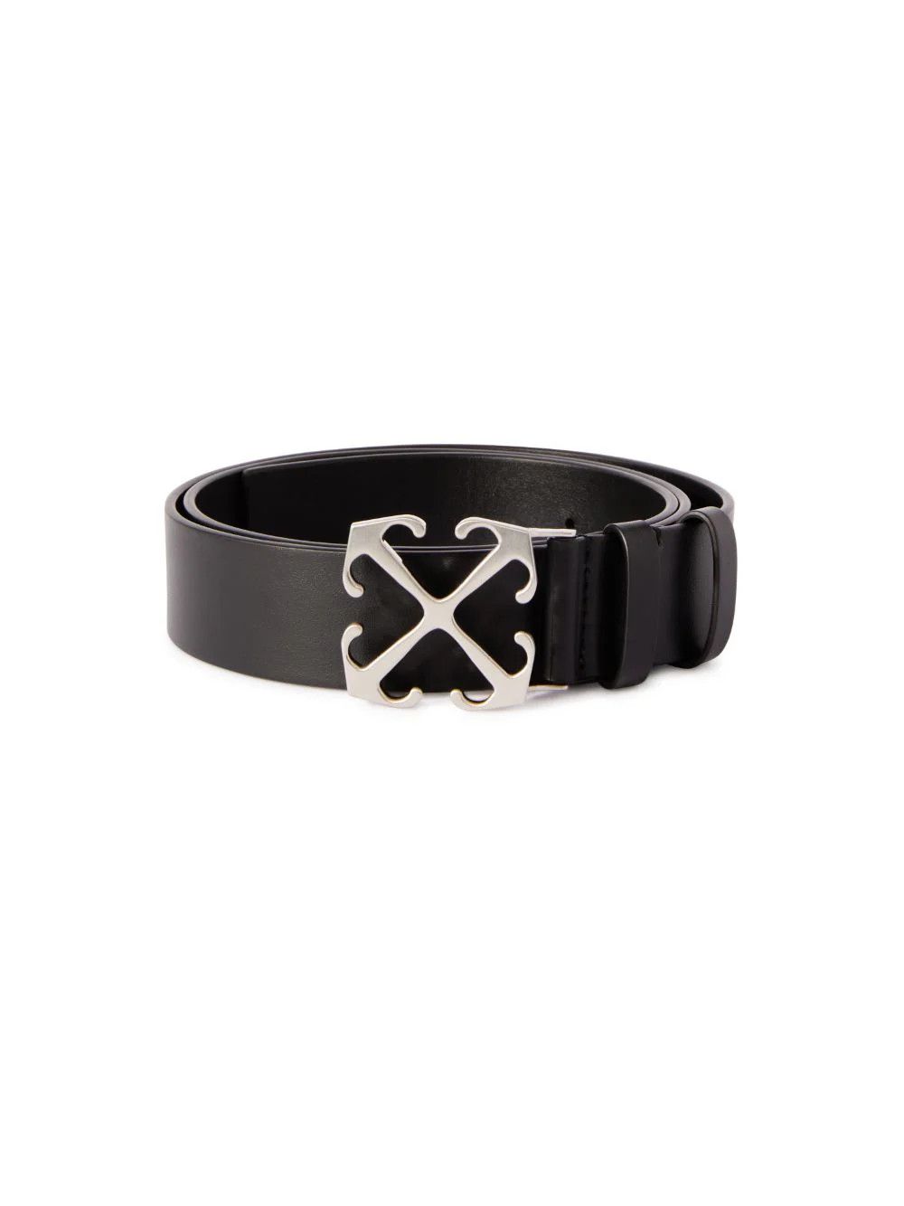 Off-White OFF WHITE BELT VIRGIL LOGO CARAVAGGIO LEATHER BUCKLE ARROWS ...