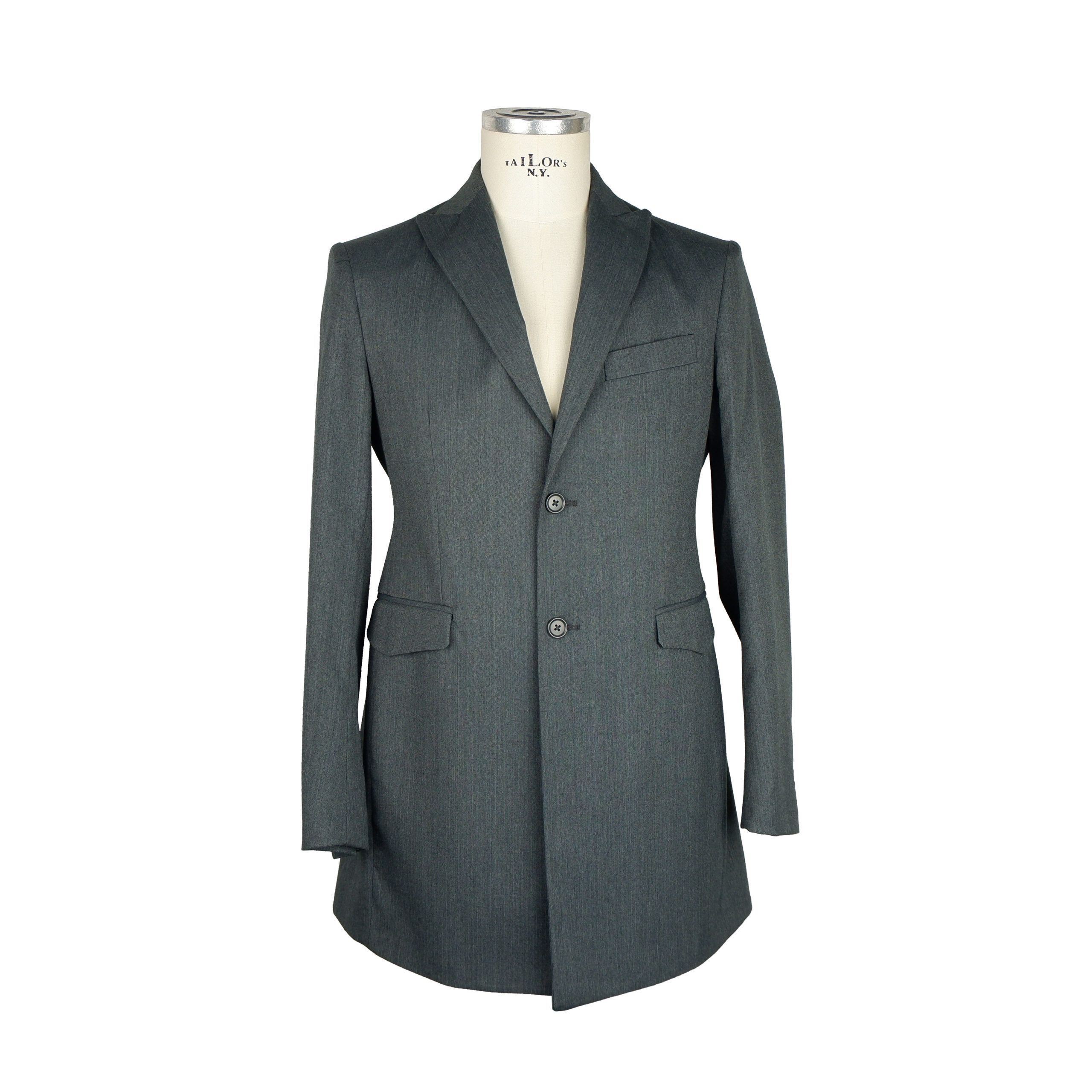 Designer Emilio Romanelli Elegant Gray Men's Short Wool Blend Coat ...