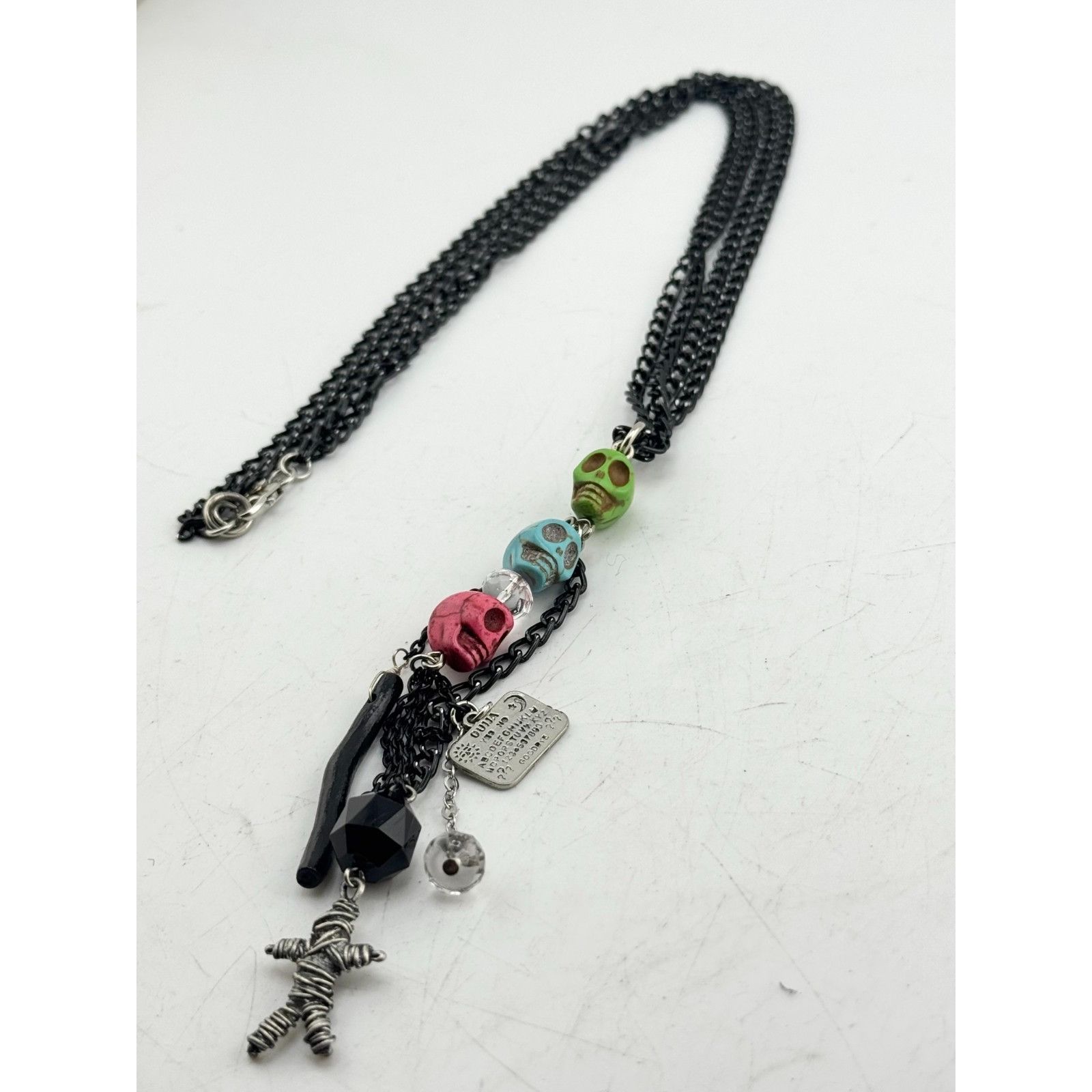 Vintage Vintage Halloween Ouija board voodoo doll skull chain beaded ...