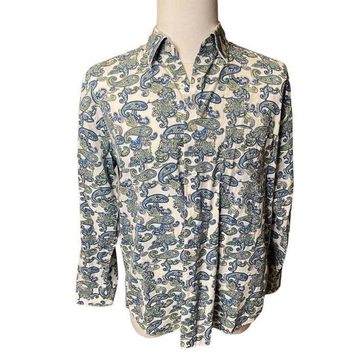 Alan Flusser Alan Flusser Paisley Button Down Blue Green Shirt Cotton | Grailed