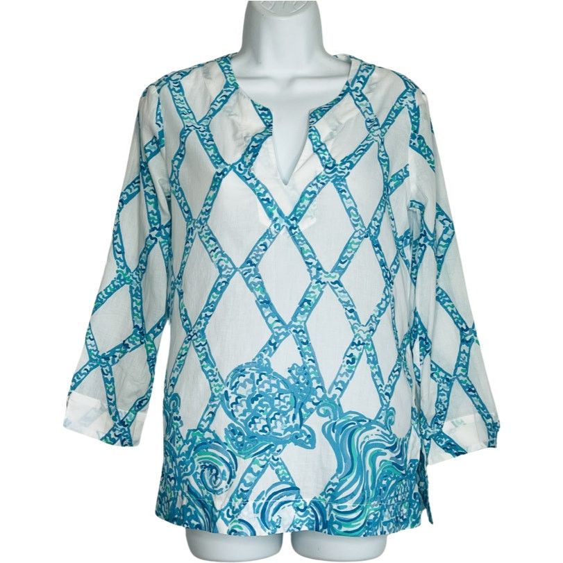 Lilly Pulitzer Lilly Pulitzer Amelia Island White Turquoise Tunic ...