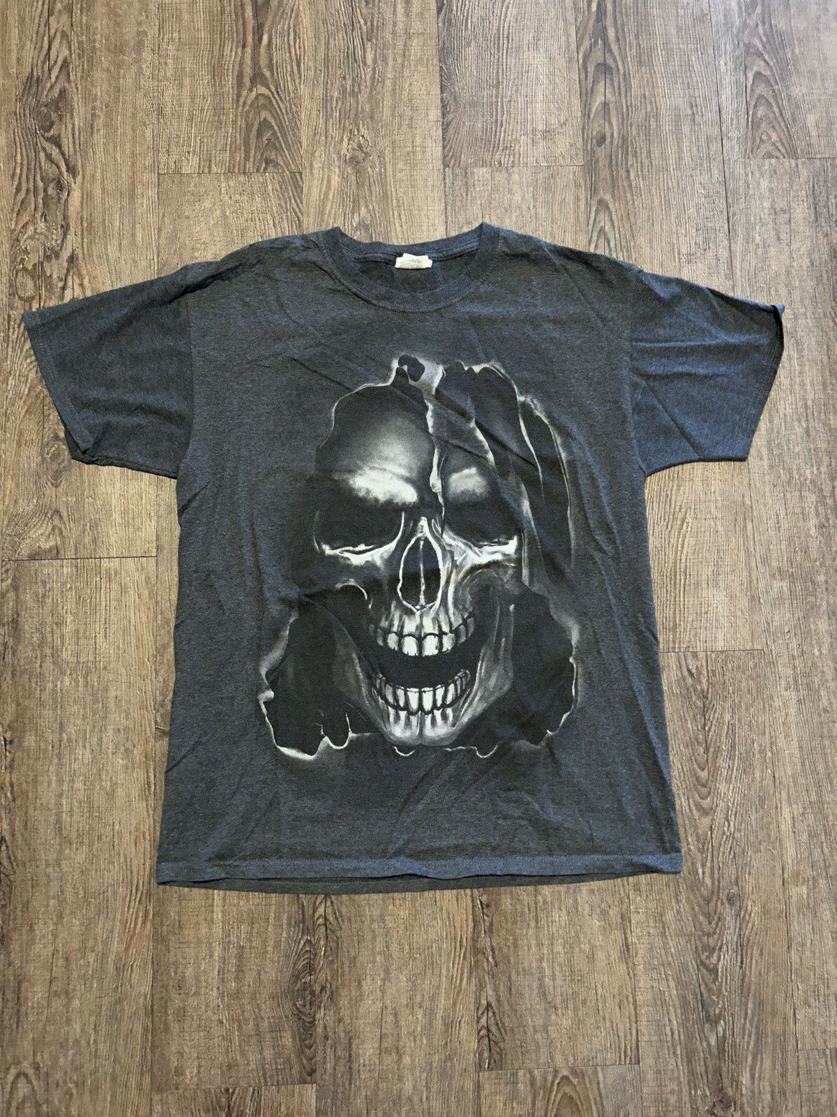 Streetwear × Vintage Y2K skeleton grunge grim reaper graphic tee | Grailed