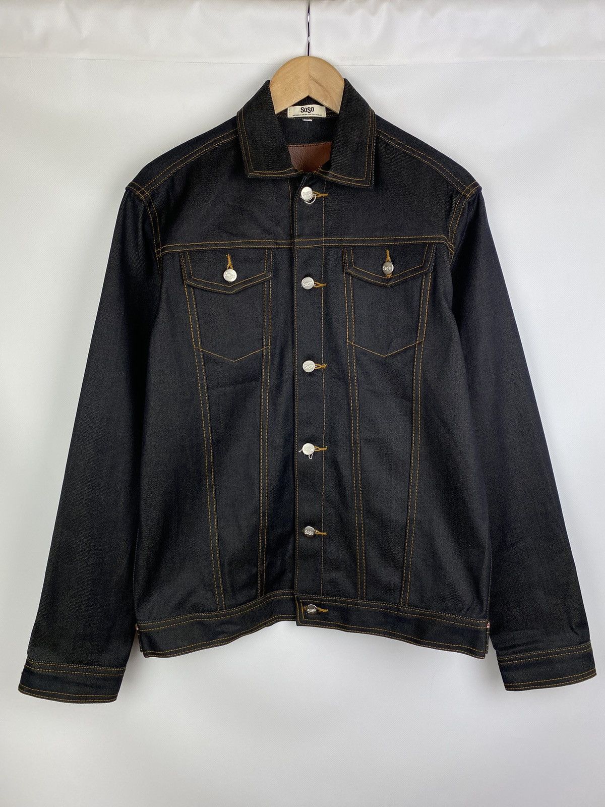 SoSo Soso men’s selvedge denim trucker jacket size L night Blue | Grailed