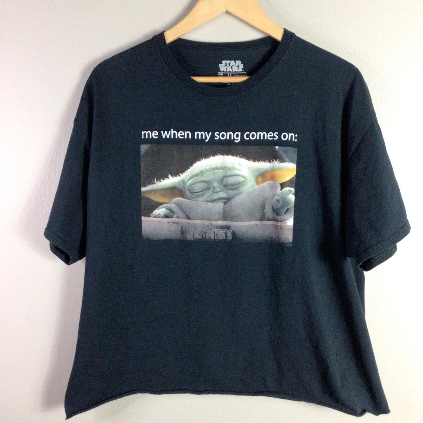 Star Wars Star Wars Baby Yoda Grogu song music Meme Croptop Black XL ...