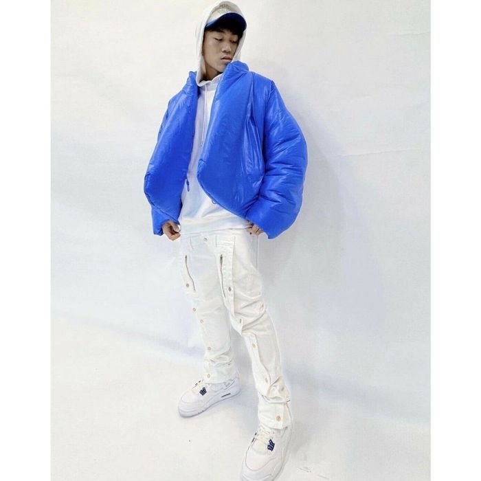 Gap YEEZY X GAP ROUND Cropped Jacket blue Puffer Kanye West (M) | Grailed