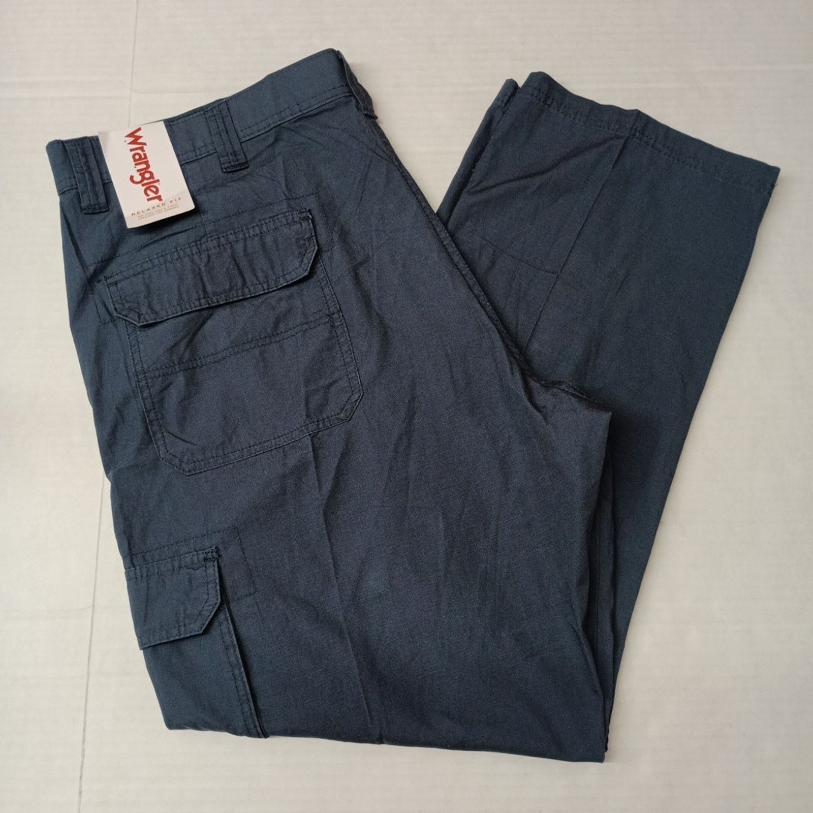 Wrangler Wrangler Cargo Pant Men 40x30 Blue Rip Stop Relaxed Fit Tech ...