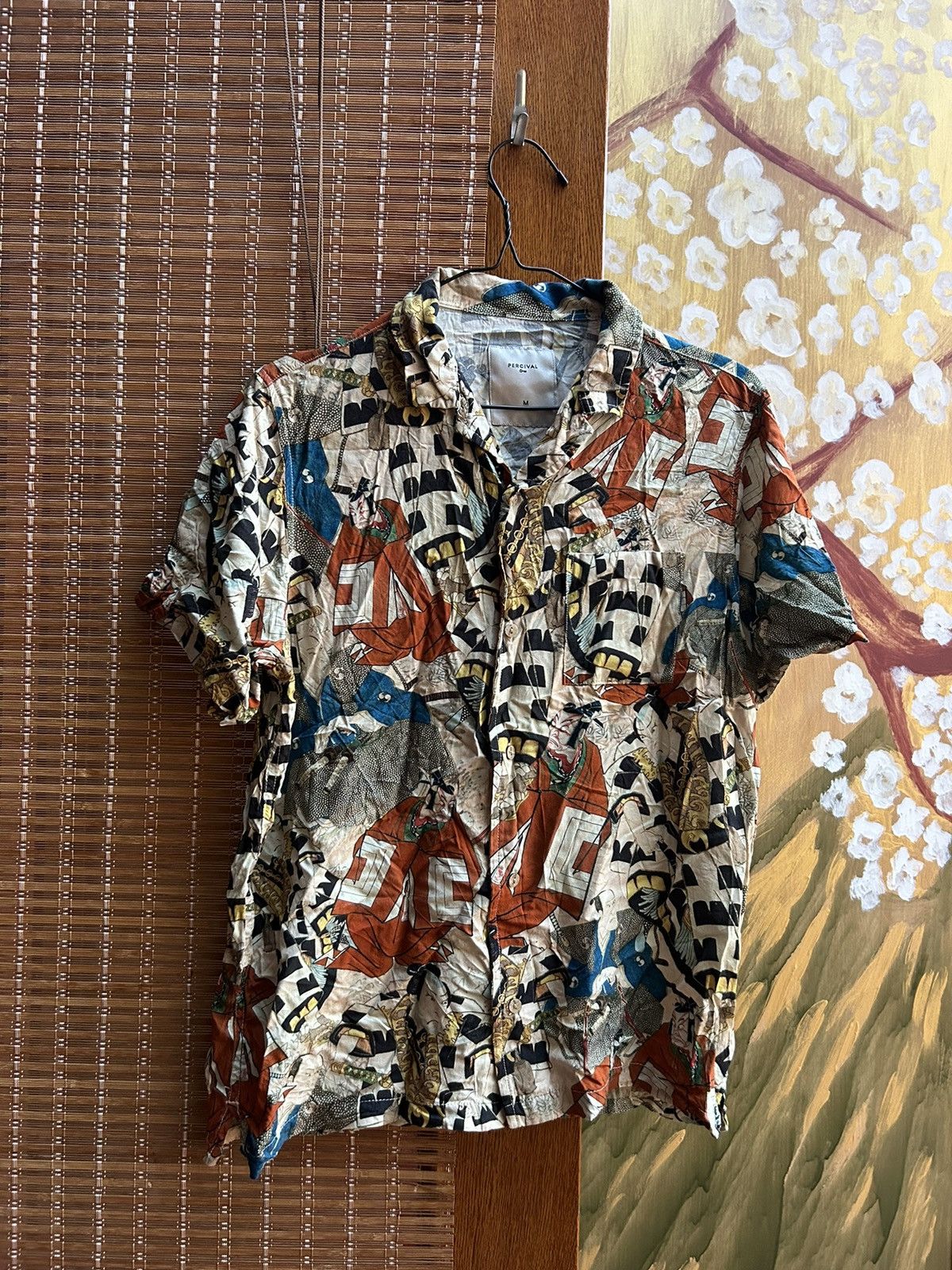 Percival Percival Samurai Print Vacation Open Collar Shirt | Grailed