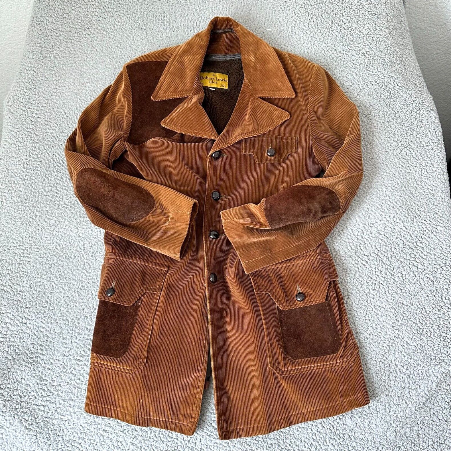 Vintage Vintage Robert Lewis Jacket Adult Large Brown Corduroy Leather ...