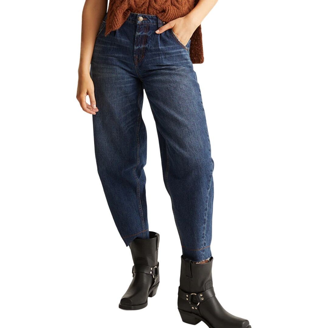 Frye Barrel Jean Studded Waist Barrel Leg Cotton Denim Jeans | Grailed