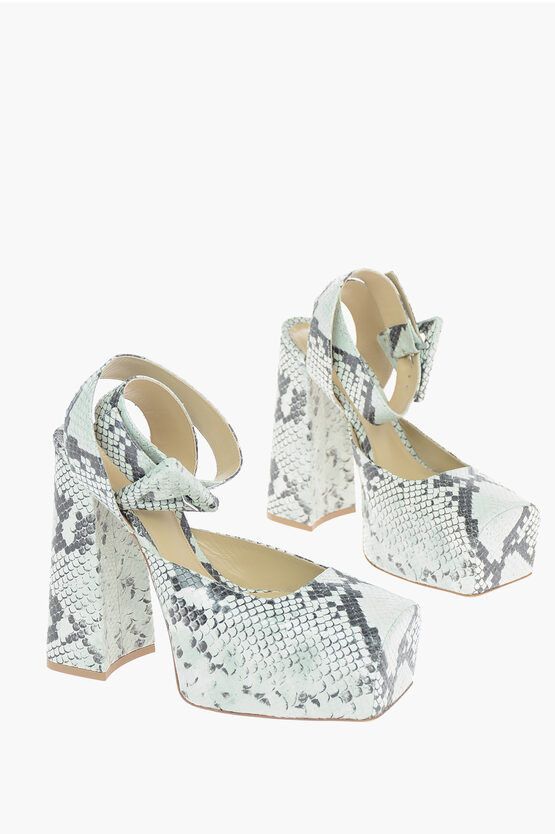 Bottega Veneta Python-printed TOWER Platform Pumps with TRIANGLE Ankle ...