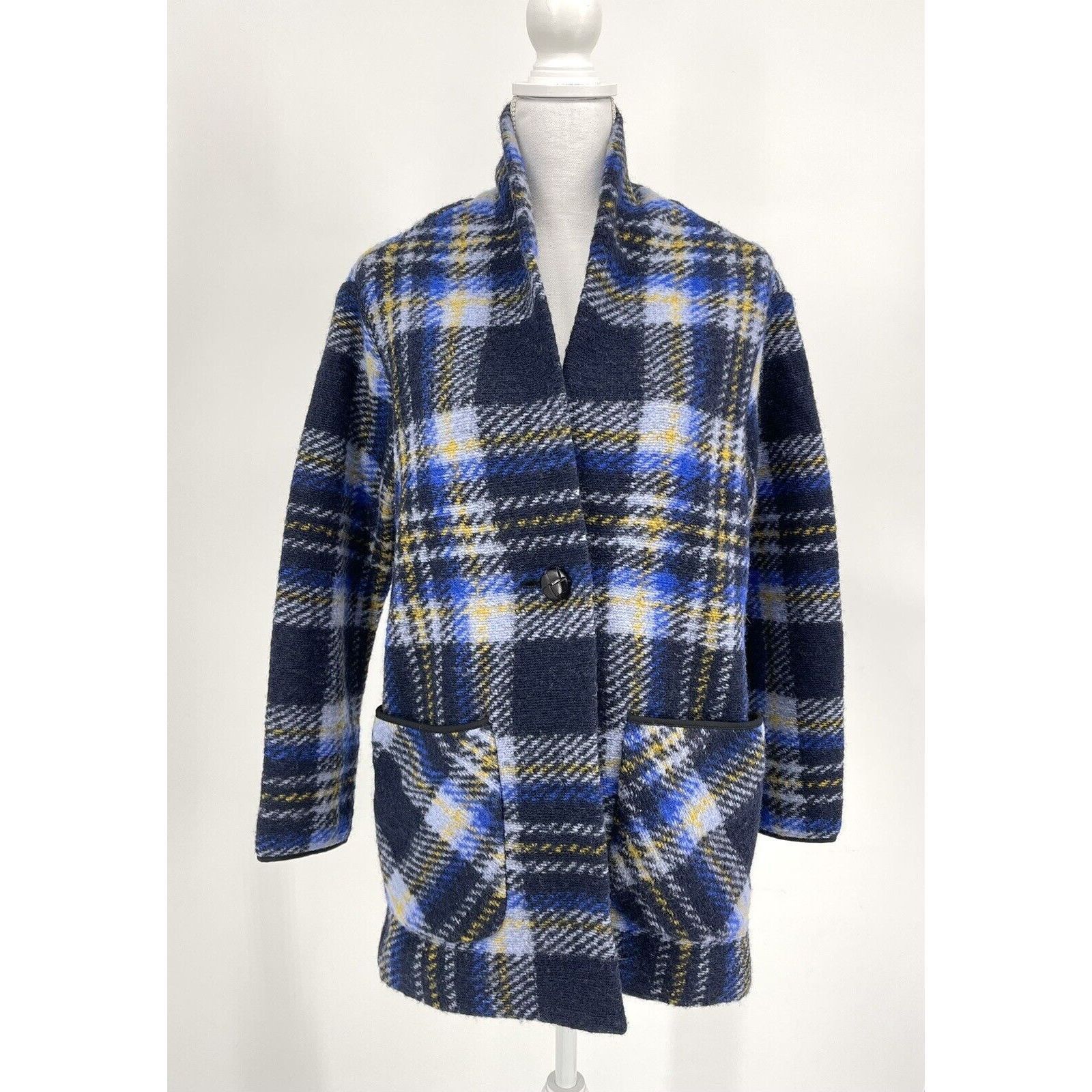 Aritzia Wilfred Free Aritzia Off Duty Plaid Wool Cocoon Jacket Blue | Grailed