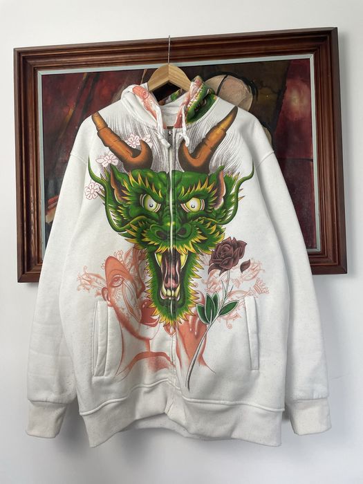 Vintage Drip Zip Hoodie Like Really Point Ed Hardy Audigier Dragon ...