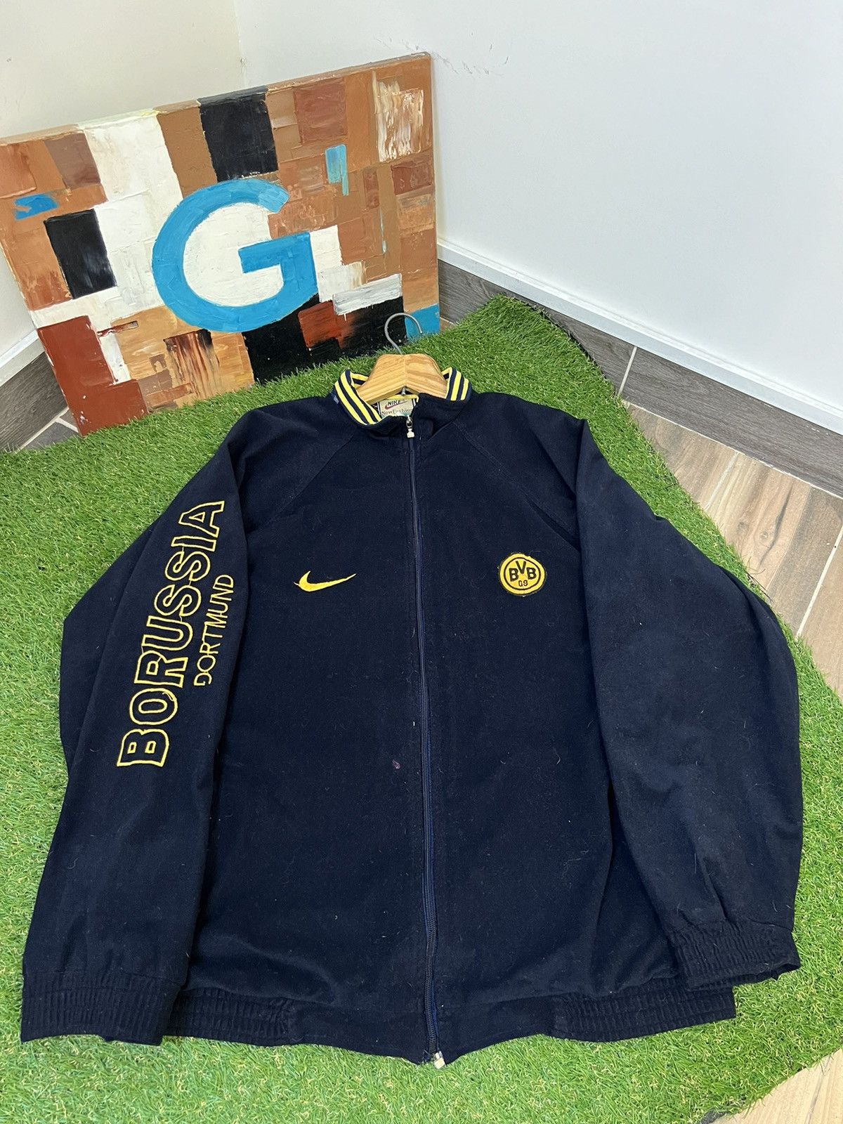 Nike × Vintage Nike Vintage Borussia Dortmund Fleece Jacket Bootleg 90s ...