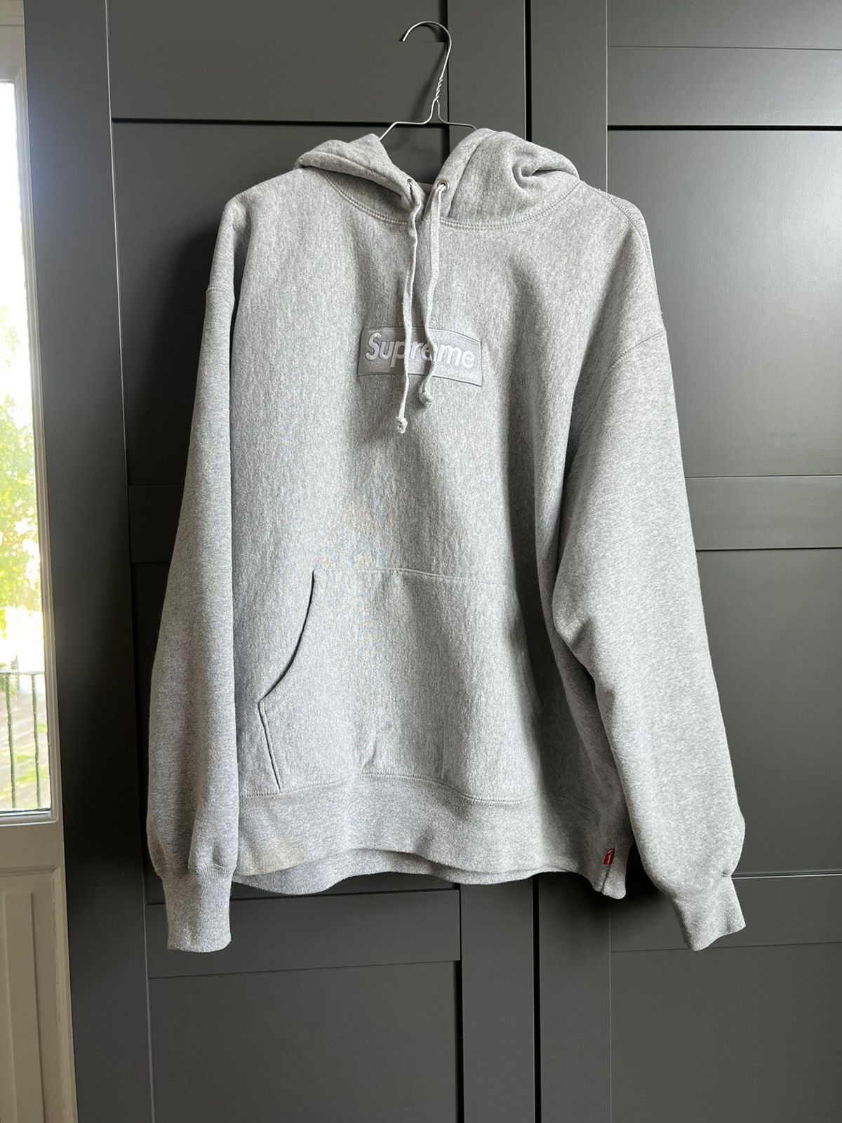 Supreme Grey supreme hoodie box logo | Grailed