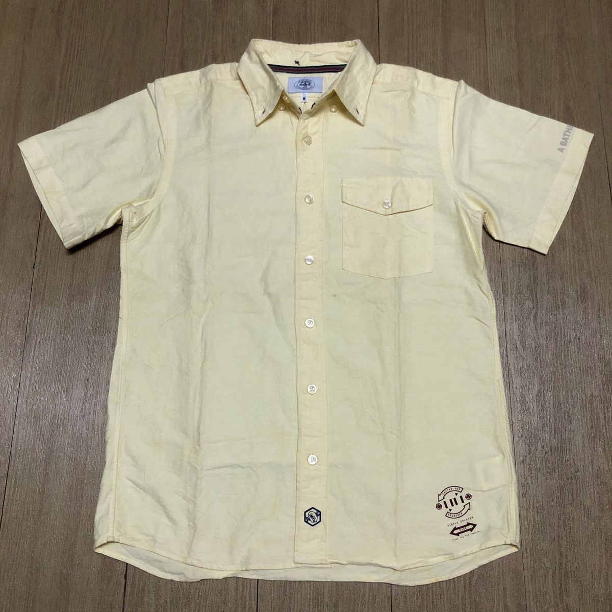 Bape A Bathing Ape Cut And College Button Up | Grailed