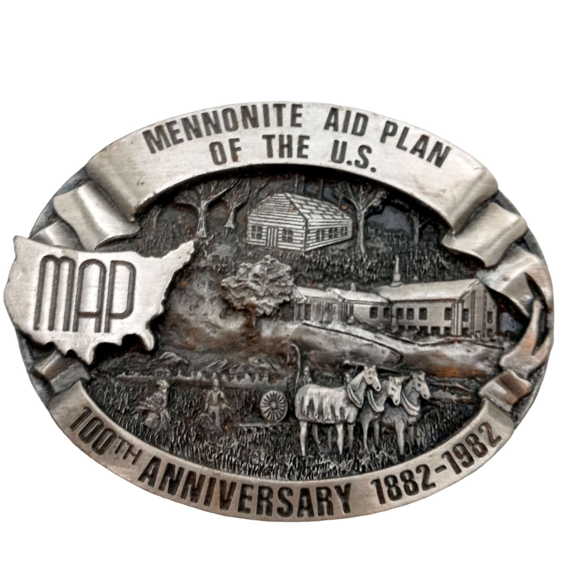 Vintage Mennonite Aid Plan Belt Buckle 100 Years Kansas Century 1982 ...