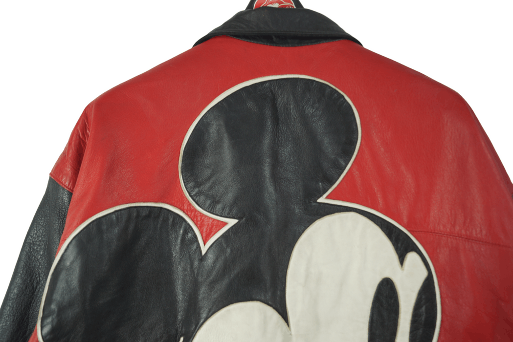 Vintage Disney Mickey Mouse Leather Jacket Buttonup Nice Design | Grailed