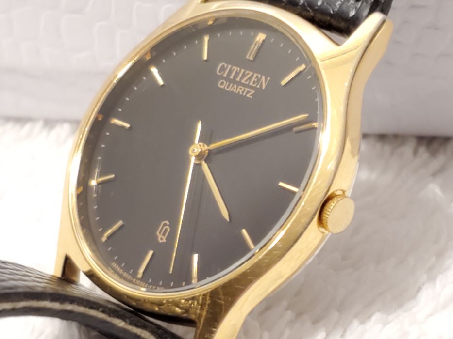 Citizen Vintage Citizen CQ Men's Gold Plated Quartz Watch Black Dial ...