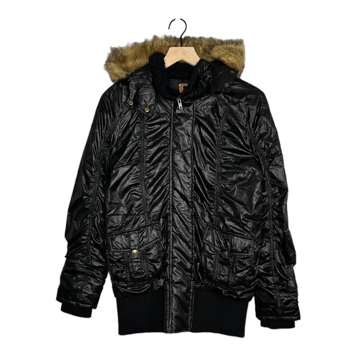 Vintage 2000s Black Von Dutch Love Addict ZipUp Fur Puffer Jacket | Grailed