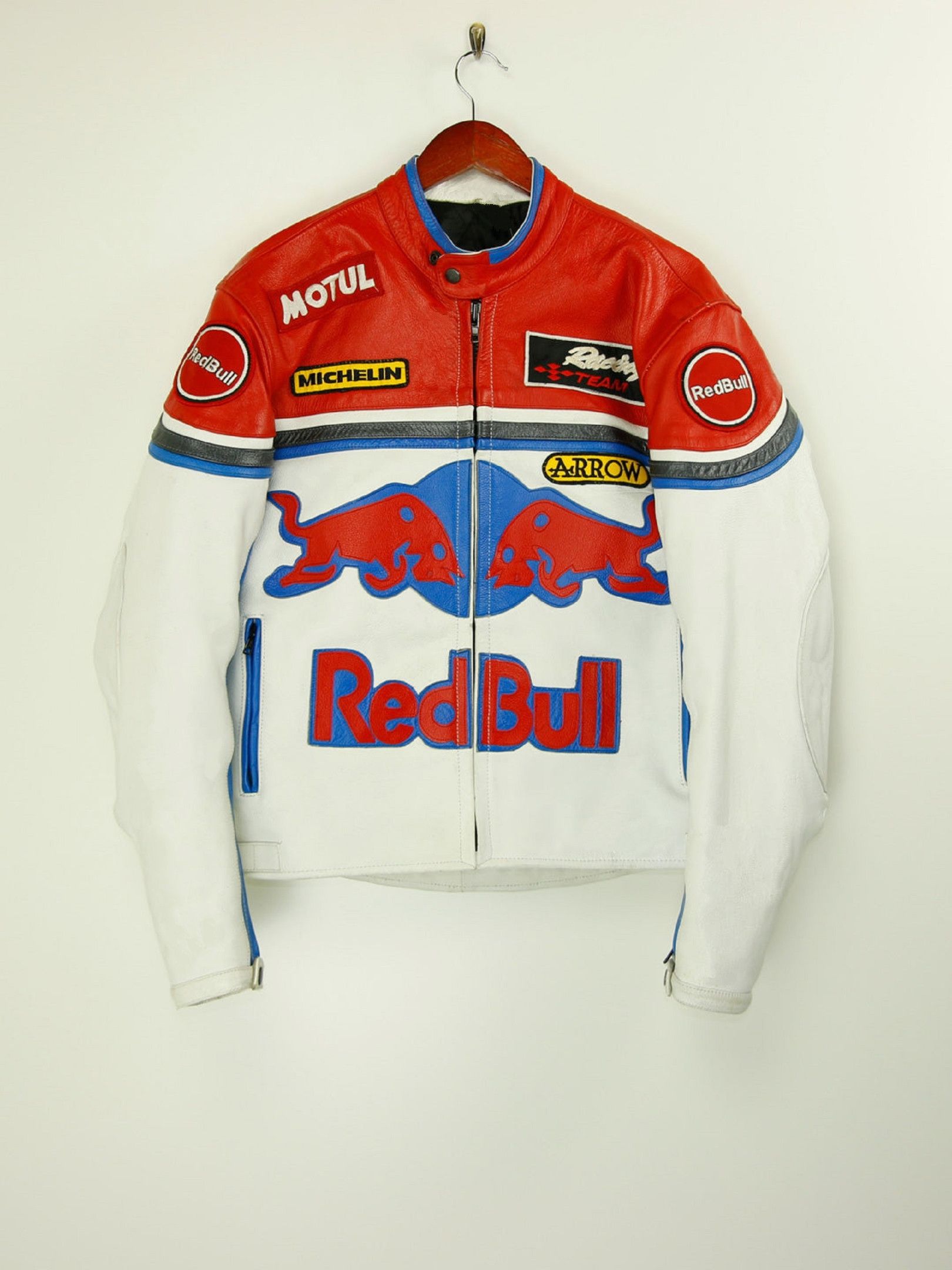 Red Bull Vintage RedBull 90s Racing Leather Jacket Rare Streetwear ...
