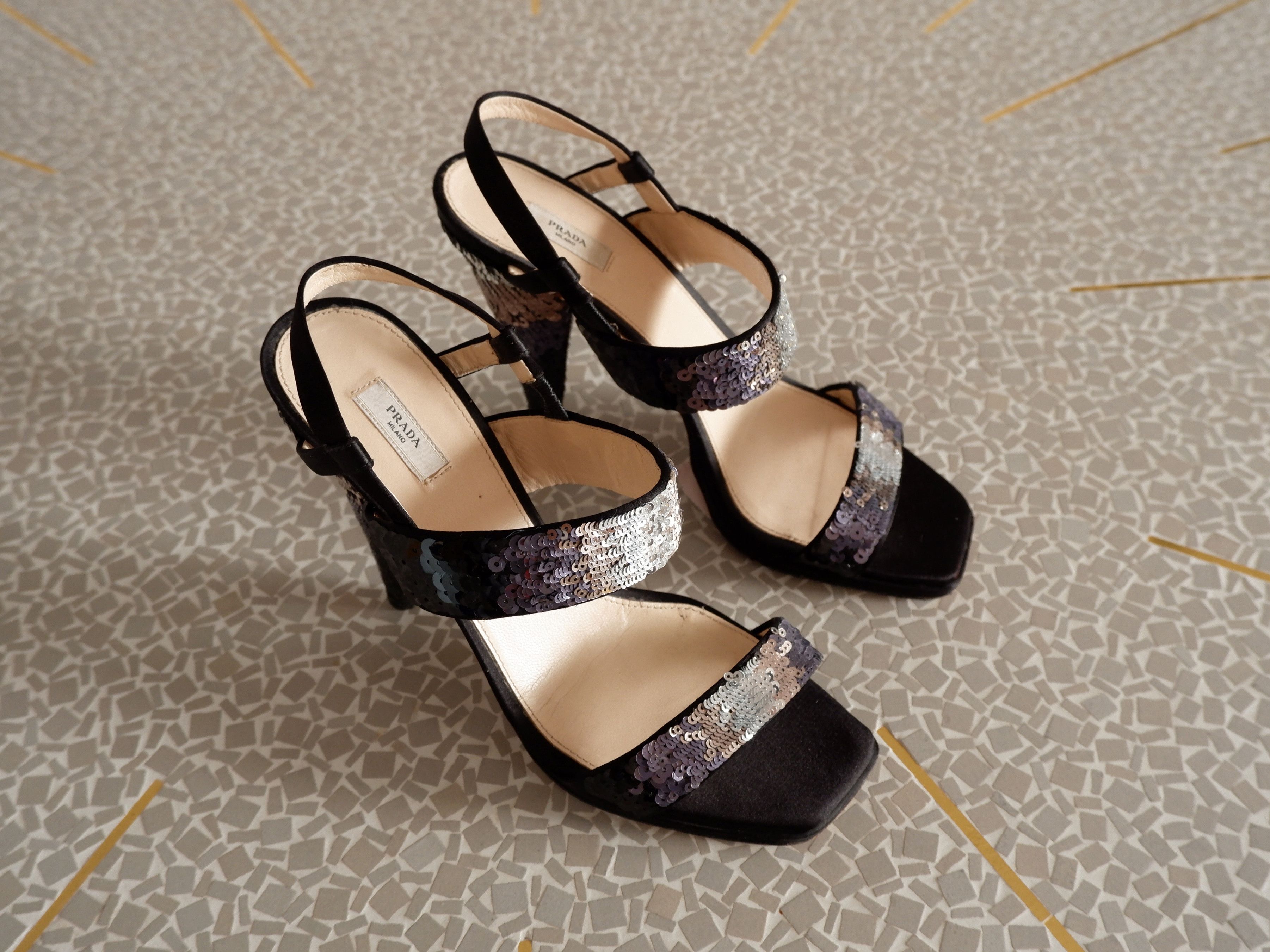 Prada Last drop! Vintage PRADA sequin high heels with ombré effect ...